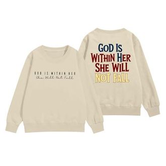 Generic Sweat-shirt &agrave; manches longues pour femme - Pull festif avec inscription en allemand - Motif religieux - Imprim&eacute; devant - Dos - Mode d&eacute;contract&eacute;e - Mat