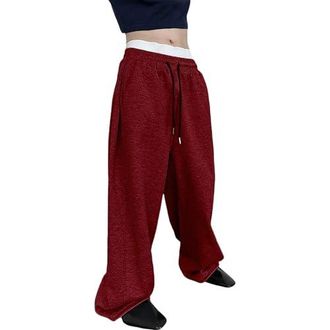 Generic Pantalon de jogging d&eacute;contract&eacute; ample de couleur unie pour homme, pantalon de surv&ecirc;tement tendance pour homme, pantalon cargo &agrave; taille &eacute;lastique, pant