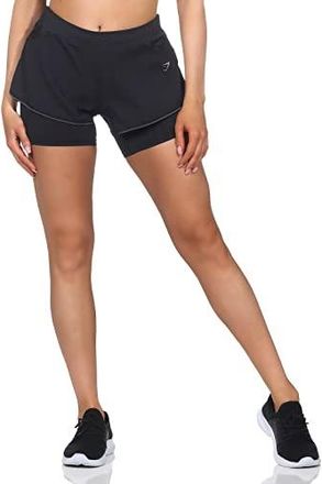 Gymshark Short Speed 2 en 1 pour femme, Noir, L