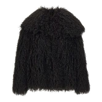 Kaos Kaos, Femme, Vestes, Noir, Taille: 40 FR Veste en fausse fourrure boucl&eacute;e
