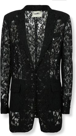 Blumarine Femme, Vestes, Noir, Taille: 40 FR Veste crois&eacute;e en dentelle r&eacute;brod&eacute;