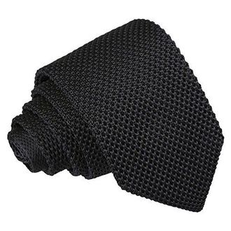DQT Homme Tricot 7cm Slim Cravate Noir