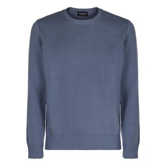Drumohr Gerippter Baumwollpullover - - Knitwear - Herren - Blau - 3XL