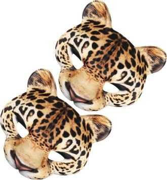 Angoily 2 St&uuml;ck Pack Leoparden Tiergesichtsmaske aus Robustem Eva Gelbe Halloween und Party Cosplay Maske f&uuml;r Karneval und Fest