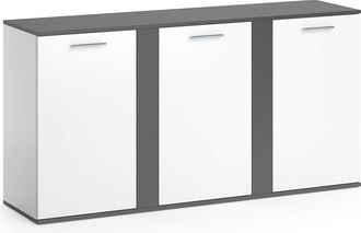Vicco Kommode Novelli, Regal mit Türen, Anthrazit/Weiß, 155 x 80 cm mit Türen