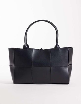 Glamorous Oversize-Tragetasche in Schwarz mit Flechtoptik