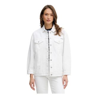 DKNY Dkny, Femme, Vestes, Blanc, Taille: 36 FR Veste Trucker Oversize