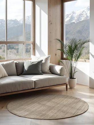 Hanse Home Jute Teppich Rund - Natur Wohnzimmerteppich aus 100% Jute - Handgewebt & Natürlich - Boho Naturfaser Juteteppich für Wohnzimmer, Schlafzimmer, Esszimm