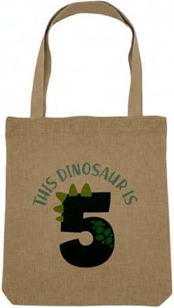 Fabulous Sac Shopping Tote Bag Aspect Lin - This Dinosaur is 5 Birthday Celebration Kids Party Gift Theme - Sac de Courses Toile Epaisse 360g Beige Naturel Cab