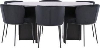 ebuy24 Strada Essgruppe Ausziehtisch &Oslash;120cm, 170cm und 6 St&uuml;hle schwarz