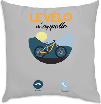 Fabulous Kissenhülle, Velours, grau, Motiv: Fahrrad nennt mich Mountainbike, Radfahren, Passion, 40 x 40 cm, samtig