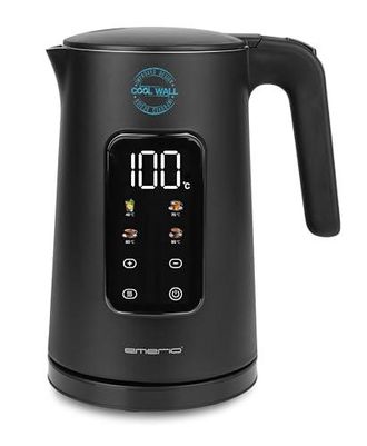 Emerio WK-132229 Bouilloire inox 1,7 l, double paroi isolée, température 40-100 °C, écran thé, sans BPA, 2200 W