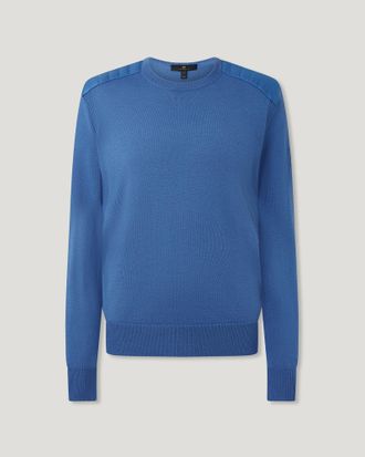 Belstaff Pull &Agrave; Col Ras-du-cou Kerrigan Pour Homme Merino Wool Bleu Marine 2xl