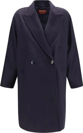 Max Mara Manteau Drap en Laine Double Boutonnage - Femme - Manteaux - Bleu - Taille: 40 FR