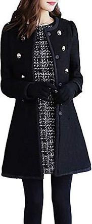 Generic 2026 StylsihWi Veste trench en laine pour femme Manteau dext&eacute;rieur chaud ParkaCoat &agrave; revers Manteau dhiver pour femme, Noir, XXL