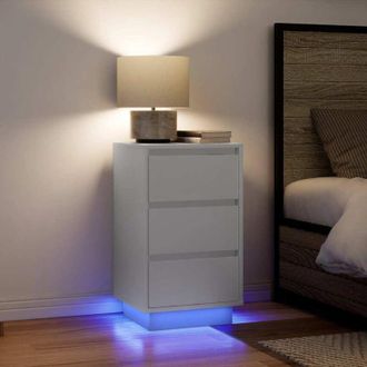 vidaXL Table de chevet avec lumi&egrave;res led blanc 38x34x65 cm Vidaxl