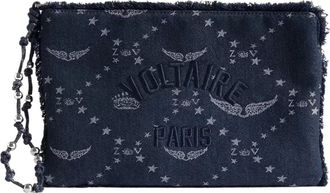 Zadig&Voltaire Femme, Sacs, Bleu, Taille: ONE Size Angel Monogram Denim Pochette