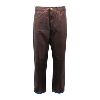 Elisabetta Franchi Laminierte Denim-Hose - - Jeans - Damen - Braun - W27