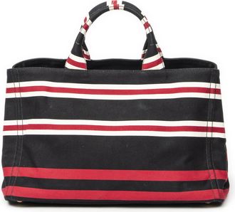 Prada Crossbody Bags - Large Striped Canapa Tote - Gr. unisize - in Schwarz - f&uuml;r Damen