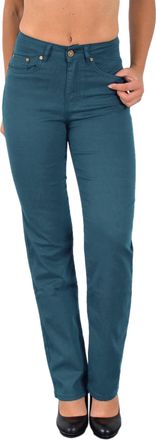 ESRA Damen Hose Straight Leg Hose High-Waist Damen Regular Stretch Stoffhose Business-Hose bis Übergröße Große Größe T101