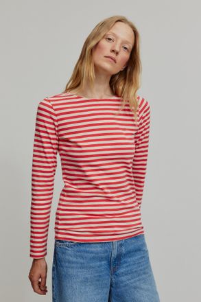 recolution Recolution Damen vegan Longsleeve Iris Streifen Mars Rot