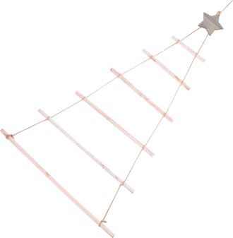 FOMIYES Weihnachtsbaum Holzleiter Rustikale Holz H&auml;ngende Weihnachtsbaum Wanddekoration Holzleiter Baum Mit Sternspitze Holzzweig Zweig Weihnachtsbaum Leiter 