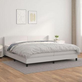 vidaXL Vidaxl - Sommier à lattes de lit avec matelas Blanc 200x200cm Similicuir