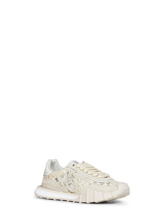 Dolce & Gabbana Womens Low-Top Sneakers Beige Calf Suede Trainers