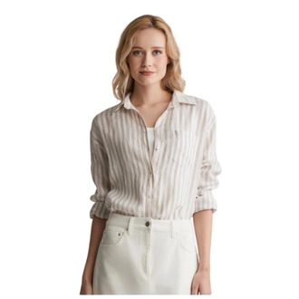 GANT Femme, Blouses et Chemises, Beige, Taille: 40 FR Linen Shirt