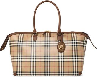 Burberry Sac fourre-tout moyen en coton beige Archive