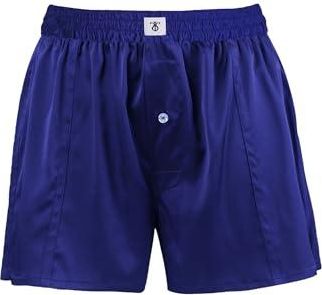 LilySilk Cale&ccedil;on en Soie Homme Ceinture &Eacute;lastique Fermeture Boutonn&eacute;e Uni 19 Momme L Bleu