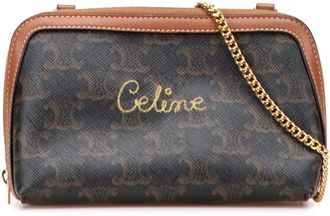 Celine Hobo Bags - Triomphe Coated Canvas Embroidered Logo Clutch On - Gr. unisize - in Braun - für Damen
