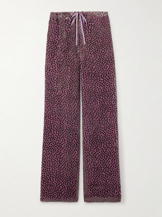 Dries Van Noten Pantalon Droit En Velours Dévoré À Pois - Rose