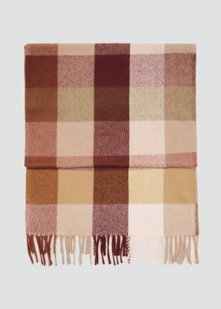 Mango Check scarf with fringed ends marron - Femme - Taille unique - MANGO