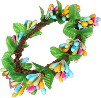 Pretyzoom Ostern Dekokranz Fr&uuml;hlingskranz Eukalyptuskranz Kerzenornament Kr&auml;nze K&uuml;nstliche Kerze F&uuml;r Hochzeit Festliche Tafelaufsatz Dekoration Kerzenkranz