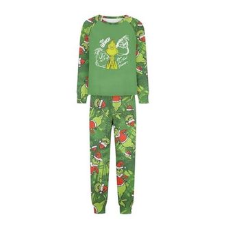 Generic Le Grinch Pyjama Noel Famille De Grinch Deguisement Garcon Bebe Noël Chaud Et Doux Ensembles The Adulte Pull Vetement Femme Coton Assorti Homme Couple
