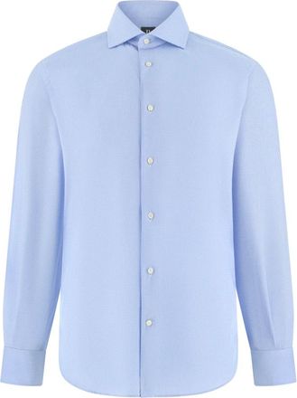 Boggi Milano Homme, Chemises, Bleu, Taille: XL Pied De Poule Windsor Collar Shirt