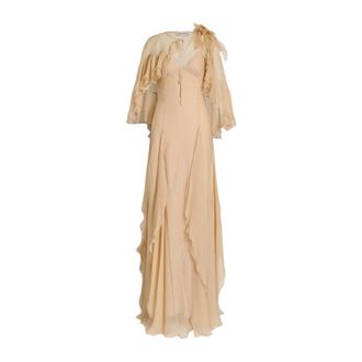 Alberta Ferretti Seidenchiffon Traum-Abendkleid - - Dresses - Damen - Beige - S