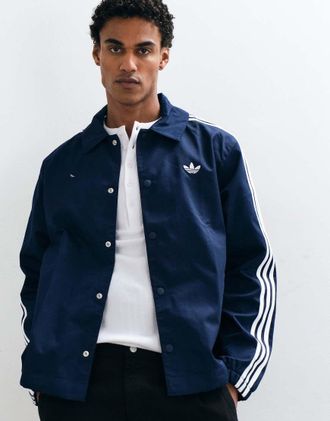 adidas Originals veste coach &agrave; trois bandes bleu marine