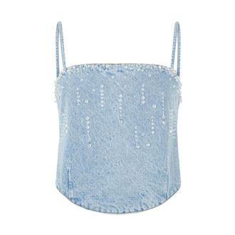 Giuseppe Di Morabito Femme, Tops, Bleu, Taille: 38 FR Denim Top