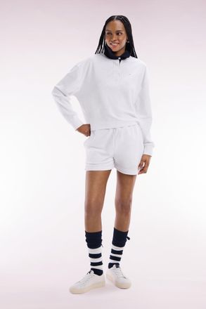 Eden Park Short En Molleton Coton M&eacute;lang&eacute; Blanc Coupe Droite