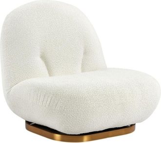Vente-Unique Vente-unique - Fauteuil pivotant en tissu bouclette blanc lodosa