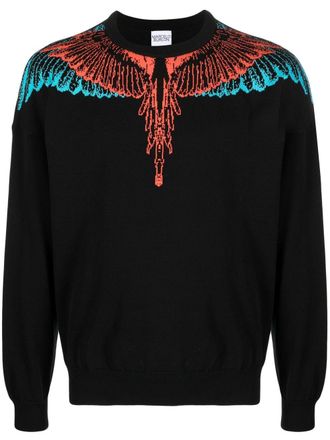 Marcelo Burlon t-shirt Icon Wings &agrave; manches longues - Noir