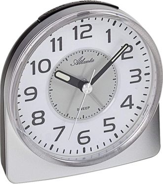 Atlanta Mocassin Wecker ohne Ticken Quarz Analog Silber - 1996-19