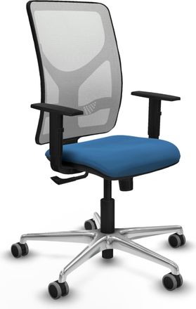 Piqueras y Crespo B&uuml;rostuhl ohne R&auml;der, mit 1D-Armlehnen, h&ouml;henverstellbare Lendenwirbelst&uuml;tze, ausgestattet mit 3 Positionen und Schneideschaum, Wei&szlig;/Hellblau