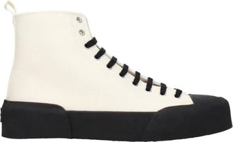 Jil Sander Stoff-Sneakers mit R&uuml;ckenlogo und Schn&uuml;rung - - Shoes - Herren - Beige - 41 EU