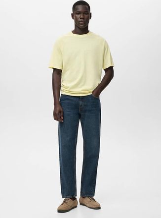 Mango T-shirt coton lin relaxed-fit jaune fluo - Homme - XXL - MANGO MAN