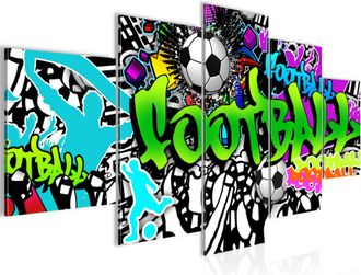 Runa Art Wandbilder Fussball Graffiti 5 Teilig Bild auf Vlies Leinwand Deko Loft Wohnzimmer Street Art Bunt 402652a
