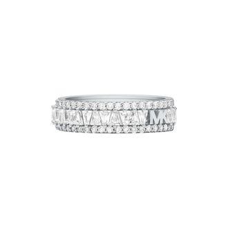 Michael Kors Ring aus Sterlingsilber mit Edelmetallbeschichtung und Pav&eacute;-Fassung - - Accessories - Damen - Grau - 44 MM