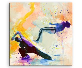 Paul Sinus Art Capoeira I 60x60cm Wandbild SPORTBILD Aquarell Art tolle Farben von Paul Sinus
